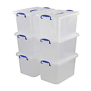 Bringer 6-Pack 12 L Plastic Storage Box, Clear Latch Storage Box
