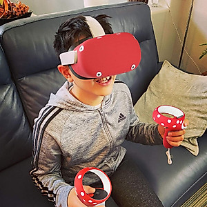 Silicone Cover, Touch Controller Grip Cover & Lens Protector Set for Oculus Quest 2, 3 in 1 VR Accessories, Upgrade Solide Protecion for Your Ouest 2, Soft Comfortable Sweatproof