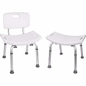 Vaunn Tool-Free Assembly Adjustable Shower Chair Spa Bathtub Seat Bench with Removable Back