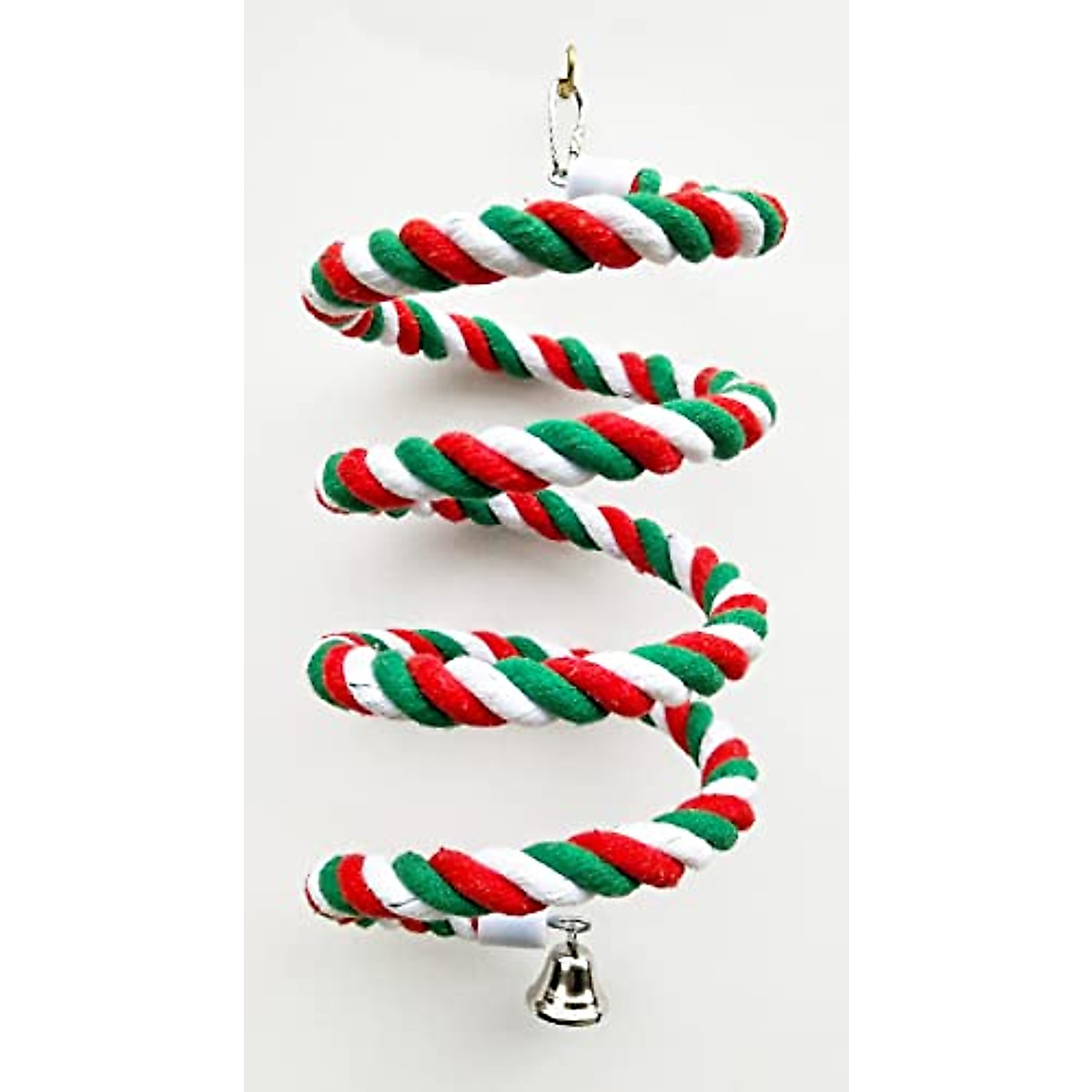 39'Bird Rope Perches(Xmas Edition) Birdcage Swing Toys 100% Cotton No Smell Peck/Chewing with Bell Climbing Standing Bungee Bird Toys for Small to Regular Size Parrot Cockatiel Birds (Size)
