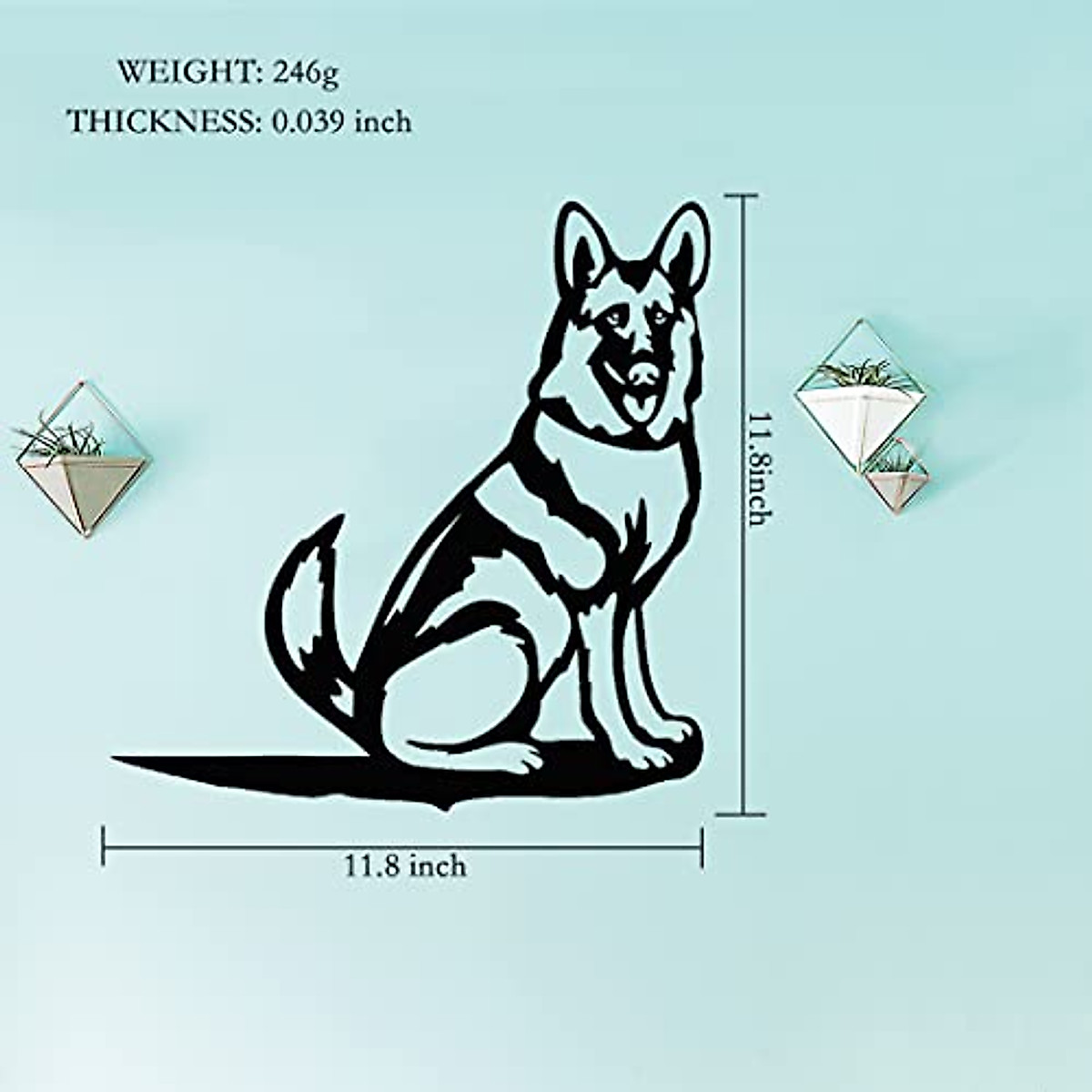 YO-yiHHG Adorable Dog Stake Decoration Yard Garden Outdoor Metal Art Dog Silhouette Decoration Steel Dogs Statue Adorable Ornament Gift (German Shepherd)