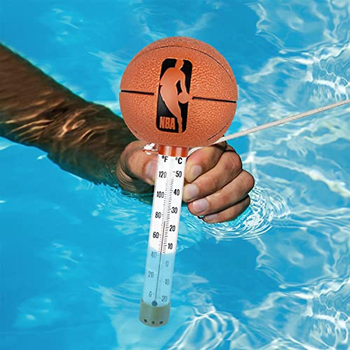 Poolmaster 25306 Floating Basketball Swimming Pool and Spa Thermometer Featuring Classic NBA Logo, Brown