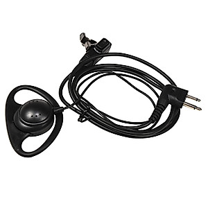 HQRP 2-Pack D Shape Earpiece Headset PTT Mic Compatible with Motorola CP250, CP300, RDV-2080D, RDV-5100, VL50 Sun Meter