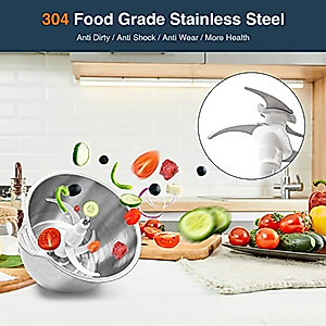 joyami Meat Grinder Electric Food Processor 2L Food Chopper with 4 Sharp Blades, Stainless Steel Bowl and Glass Bowl, 400W