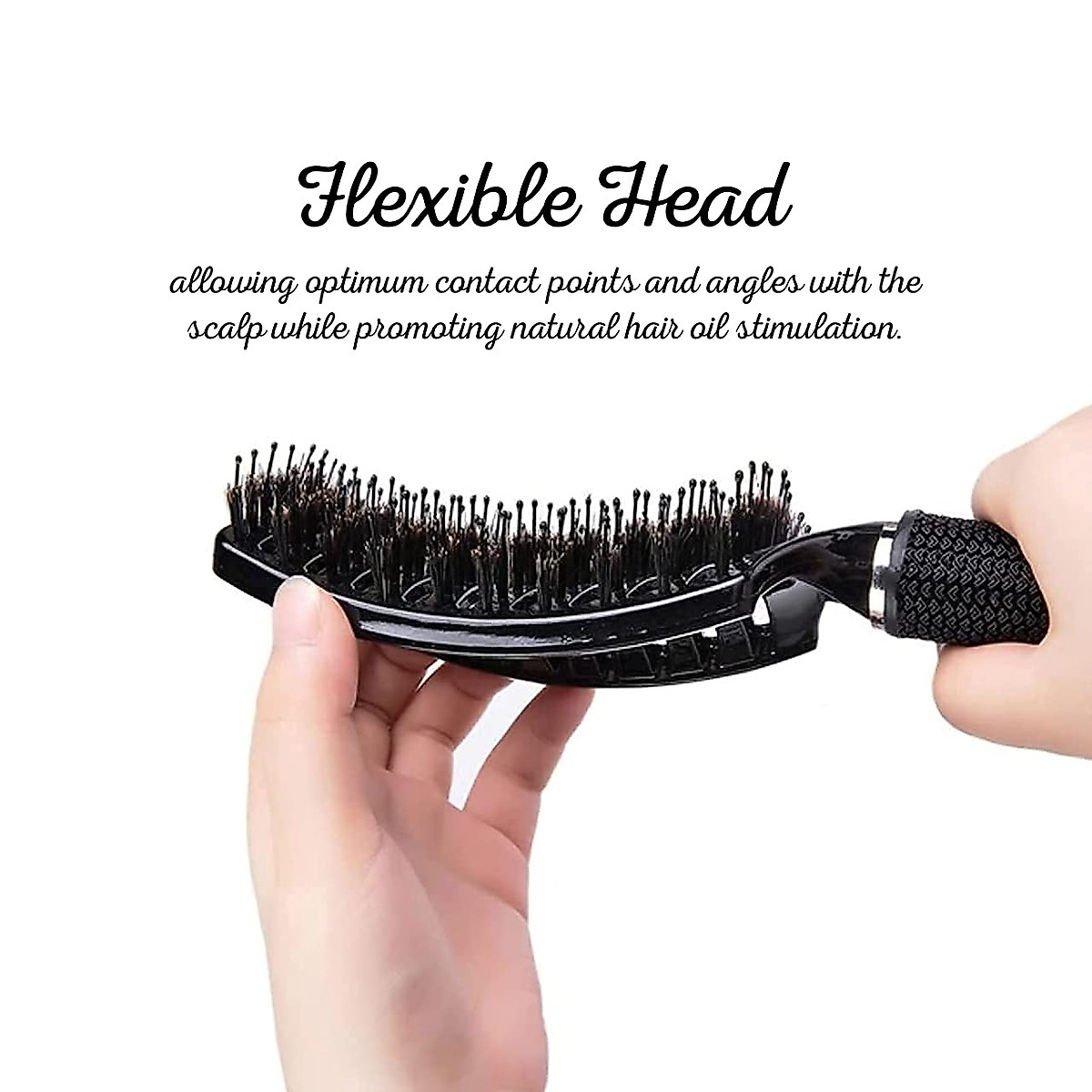 Performore Vented Boar Bristle Styling Hairstreaq Detangling Brush, Single White Brush Anti-Static Detangler, Wet or Dry Use, Fast Blow Drying, Use on Long or Short Hair. (2 Pack, White & Black)