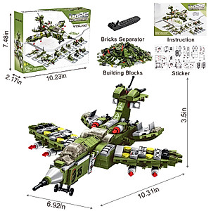 WIDELAND STEM Building Block Toys, 576PCS Military Engineering Building Bricks Toy for Kids, 25-in-1 Army Destroyer Fighter Tank Playset Construction Kits, Idea Toy Gifts for Age 6 7 8 9 10+ Years Old