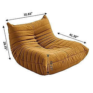 BAMOOLI Fireside Chair, Modern Comfy Teddy Fabric Lazy Floor Sofa Armless Lounge Chair, Upholstered Bean Bag Couch Oversized Corner Chair for Living Room, Bedroom, Office, Salon, Orange