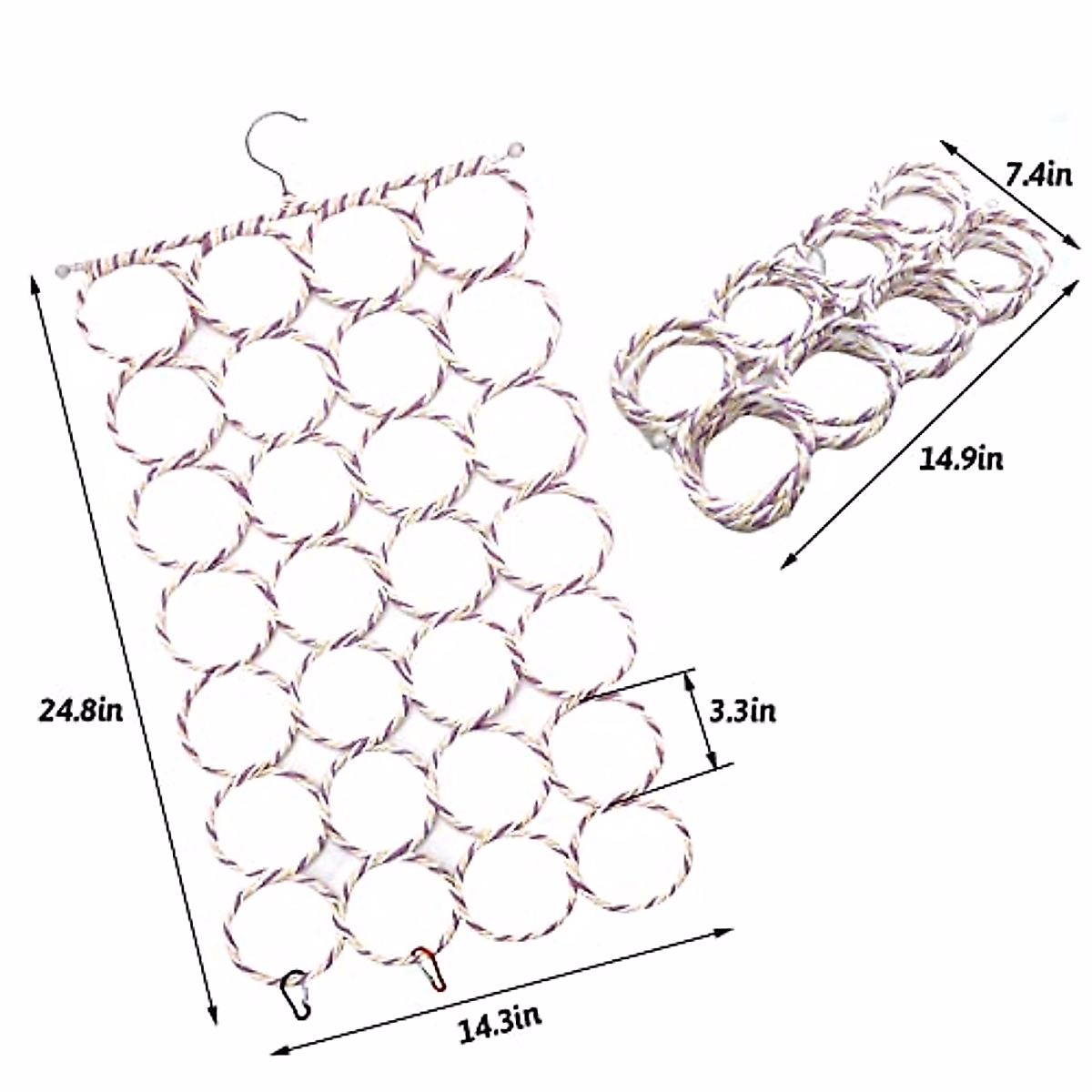 BNOSDM 2 Packs Bird Hemp Rope Net Swing Climbing Rope Net for Birds Parrot Ladder Macaw Hanging Hammock Activity Toy for Rats Parakeet Cockatiel Cockatoo Conure African Grey Budgie