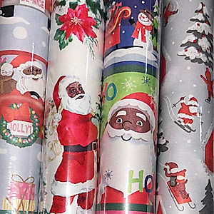 TDST 3 rolls of African-American Santa Wrapping Paper, 40-in. x 20-ft. Rolls