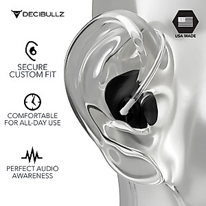 Decibullz - Custom Molded Security Radio Adapters, Thermo-Fit Earpieces Designed for Clear Acoustic Tube Radios (Awareness)