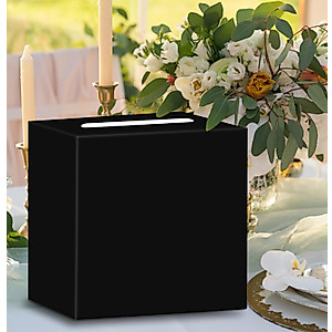 SietDESEO Black Card Box Diy Gift Card Box Money Card Box Holder for Wedding Reception Baby Shower Bridal Shower Birthday Party Black Wedding Card Box