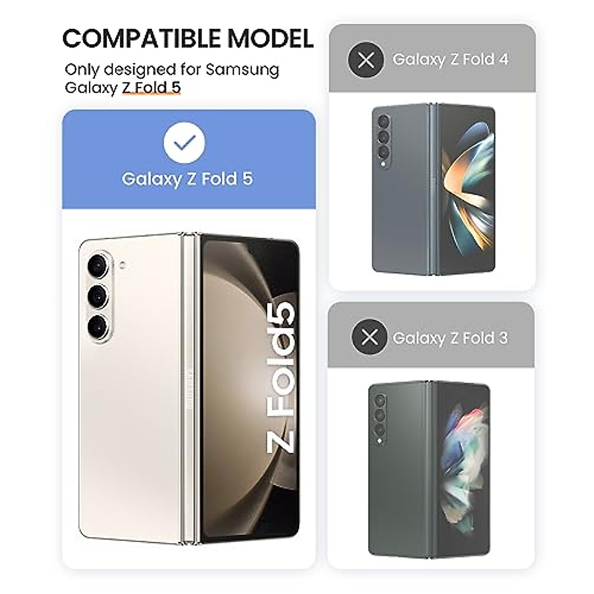 Caka Case Designed for Galaxy Z Fold 5 Case with Screen Protector, 360°Ring Magnetic Kickstand & Camera Cover & Hinge Protector for Samsung Galaxy Z Fold 5 Phone - Navy Blue