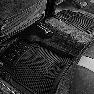 FH Group Automotive Floor Mats - Heavy-Duty Rubber Floor Mats for Cars, Universal Fit Full Set, ClimaProof Floor Mats, Trimmable Floor Mats For Most Sedan, SUV, Truck Floor Mats Black