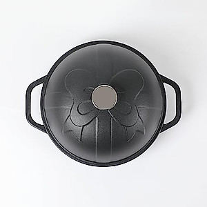 HAWOK Cast Iron Bread Cloche, Dia.9.8inch/25cm, Sourdough Baking Pan Pre-seasoned Black