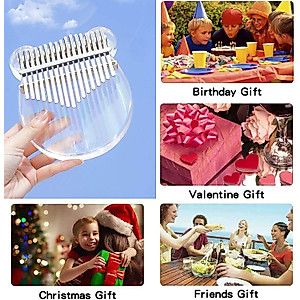 Kalimba Thumb Piano 17 Key,Rainbow Clear Crystal Acrylic Finger Piano Transparent Body Cute Bear Shaped Kalimba With Case Gifts for Kids Adult Beginners with Tuning Hammer (Rainbow)