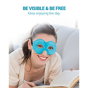 Comfytemp Cold Gel Eye Mask, Cooling Eye Ice Pack for Puffiness, Reusable Cold Compress Eye Mask for Puffy Eyes, Dry Eyes, Sinus, Dark Circles, Migraines Relief, FSA HSA Approved, Lycra Side, 1 Pack