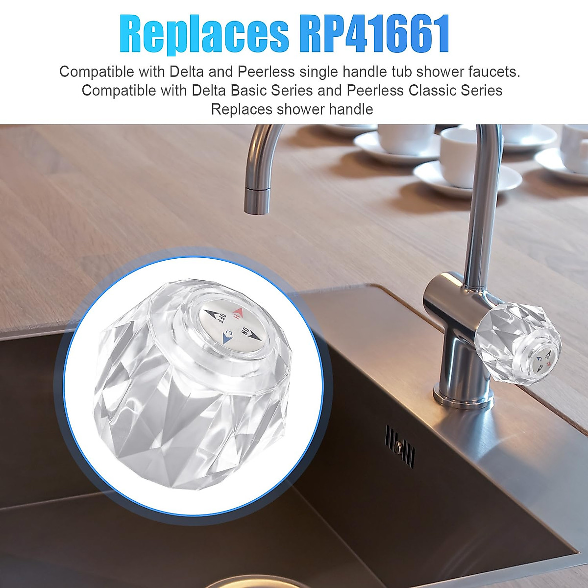 Shower Faucet Handle Replacement, Shower Knob Kit Hot and Cold Bathroom Faucet Knobs Replacement Bathtub Knobs for Delta Peerless