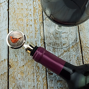 Cardinal Red Bird on Tree Branch Wine Bottle Stopper