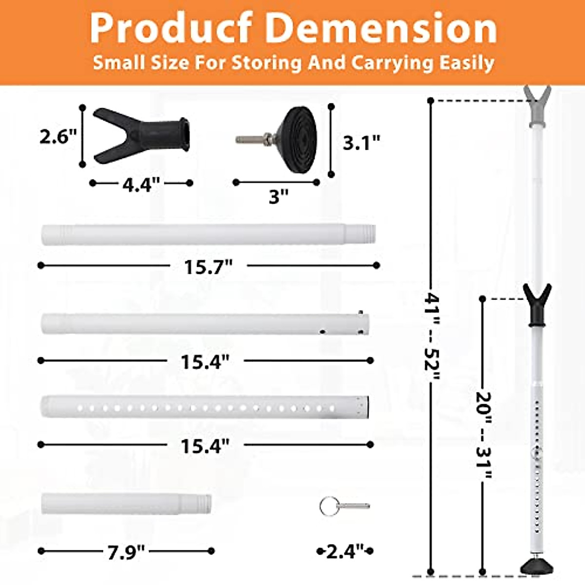 YeYeBest Door Security Bar & Sliding Patio Door Security Bar, Sliding Door Lock for Patio Door, Sliding Door, Window, Apartment, Home, Hotel Room, Removable Security Jammer Bar, White