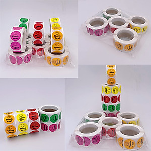 2500 Pcs Smile Face Thank You Stickers, 1" Happy Face Lables Thank You Label Stickers Waterproof Happy Smiley Faces Stickers for Envelope Seals, Small Business, Birthday, Gifts, Packaging Bags, Box