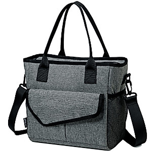 VASCHY Lunch Bag for Women, Ladies Fashion Insulated Lunch Box Tote Bag for Work Office w Shoulder Strap Gray