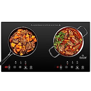 Duxtop 1800W Portable Induction Cooktop 2 Burner, Built-In Countertop Burners with Adjustable Temperature Control, Sensor Touch Induction Burner with Timer and Safety Lock, Easy to Clean, 8620BI/BTK35
