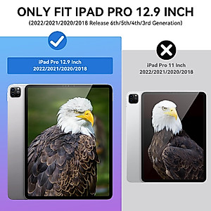 ZoneFoker for iPad Pro 12.9 Case 6th/5th/4th/3rd Generation 2022/2021/2020/2018, 12.9 Inch iPad Pro Case Cover with Pencil Holder, Sturdy Lightweight with Kickstand for Kids Girls, Blue Purple