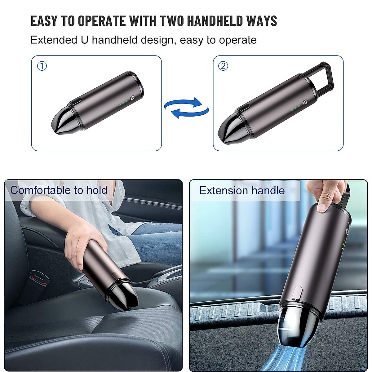 ACHIETOP Mini Handheld Vacuum Cordless, Portable Car Vacuum Cleaner Cordless Rechargeable with High Power, Wet & Dry Use for Home and Car