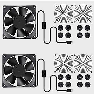 upHere USB Computer Fan Black,Dual 80mm Fan,3 Adjustable Speeds Silent Fan for Computer Cases Computer Cabinet PlayStation Xbox Cooling,U804