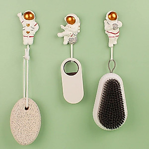 gofidin 4 Pcs Creative Astronaut Model Hooks Cartoon Planet Kitchen Strong Glue Hanger Nail-Free Door Behind Key Holder Bathroom Accessories Wall Hook