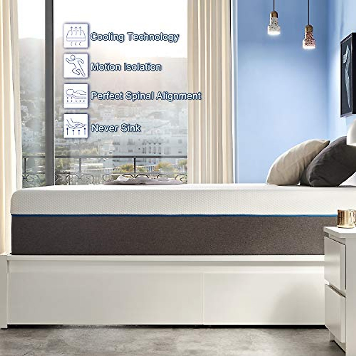 Queen Size Mattress, 12 Inches Gel Memory Foam Bed Mattress in a Box Queen Mattress Supportive & Pressure Relief with Breathable Soft Fabric Cover, Premium Size 80 * 60 * 12