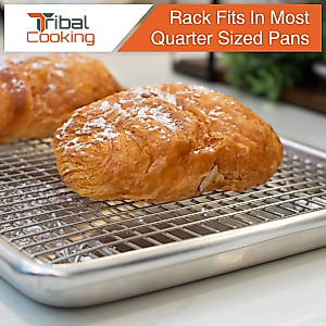 Tribal Cooking Cooling Rack - 8.5" x 12" - Cooling and Baking Rack - Oven Safe Wire Rack for Cookie Cooling, Baking with Sheet Pan - Large, Nonstick, and Stainless Steel