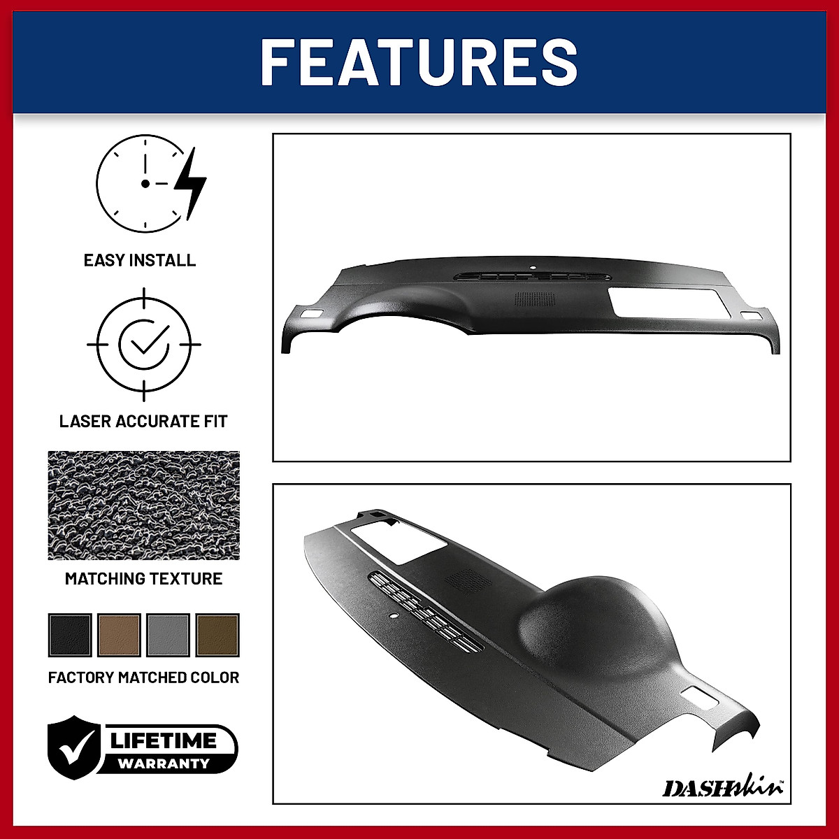 DashSkin Dash Cover Cap Compatible with 2007-2014 Tahoe Suburban Yukon Avalanche - Easy Cracked Dash Fix - w/Dash Speaker in Black (Single Glovebox Silverado/Sierra ONLY)