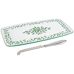 Lenox Holiday Glass Cheeseboard with Knife