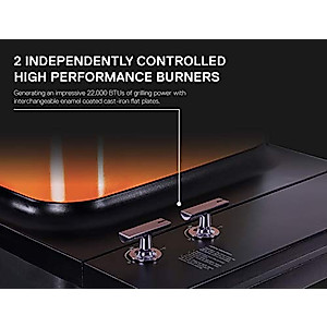 Everdure FORCE 2 Burner Gas Grill, Liquid Propane Portable BBQ Grill with Die-Cast Aluminum Body and Fast-Ignition Technology, 388 Square Inches of Grilling Surface, Adjustable Height, Orange