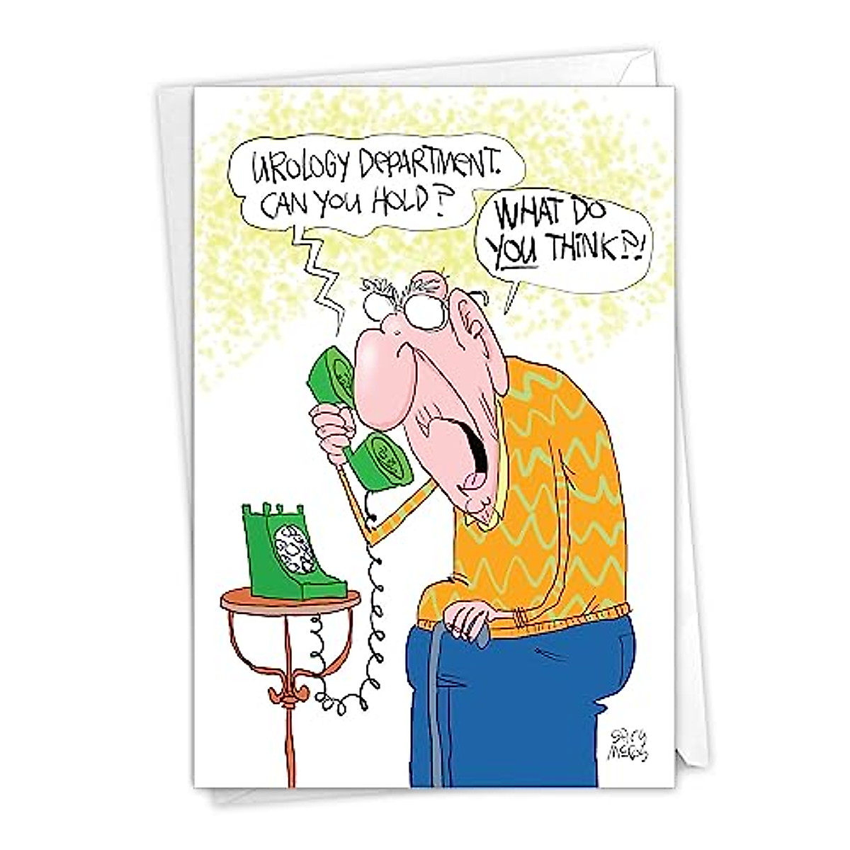 NobleWorks - 1 Happy Birthday Card with Funny Cartoons - Mature Humor Notecard with Envelope, Celebrate Birthdays - Urology Department C7262BDG