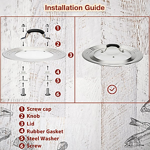 WishDirect 15 Inch Large Universal Pans Pots Lid Cover Fits 11/12/13/14/15" Frying Pans/Pots/Woks, Stainless Steel and Tempered Glass Lid with Vent Hole and Heat Resistant Handle