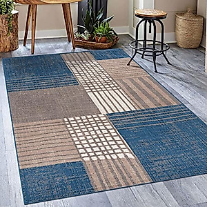 LUXE WEAVERS Modern Plaid Blue 5x7 Area Rug