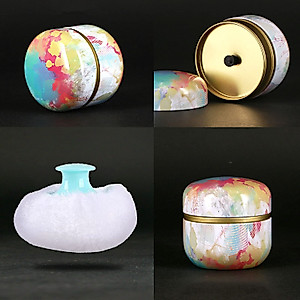 Topwon Body Powder Container with Powder Puff for Baby Women Talc Free Dusting Loose Powder Case Home Travel Powder Box (Colorful)