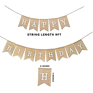 Shimmer Anna Shine Burlap Happy Birthday Banner for Birthday Party Decorations (White Print)