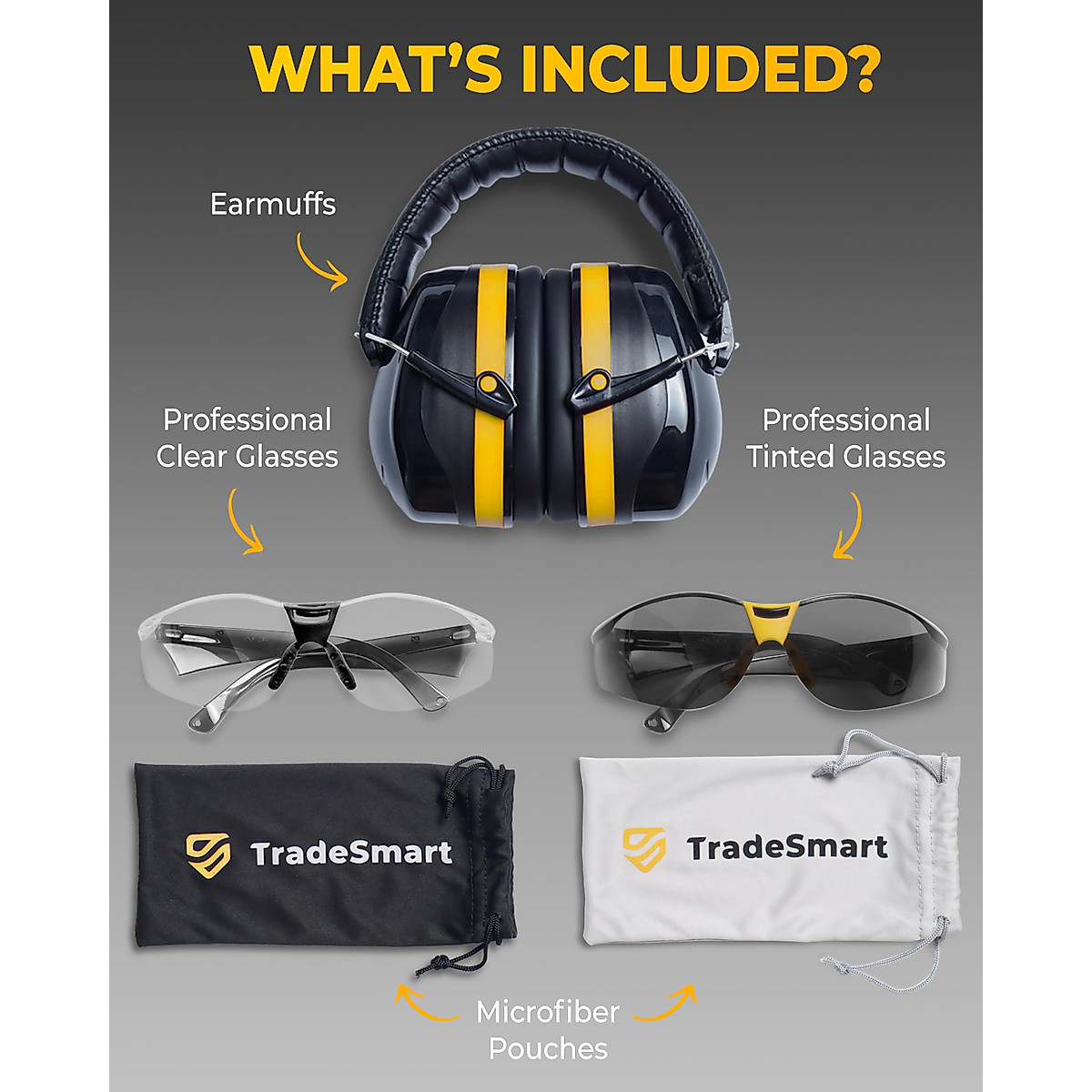 TradeSmart High-Performance Earmuffs for Shooting Range & Shooting Eye Protection Glasses + Firearm Confidence Course Included