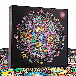 Bgraamiens Puzzle-Flower Whisper-1000 Pieces Round Puzzle Color Challenge Jigsaw Puzzles for Adults and Kids