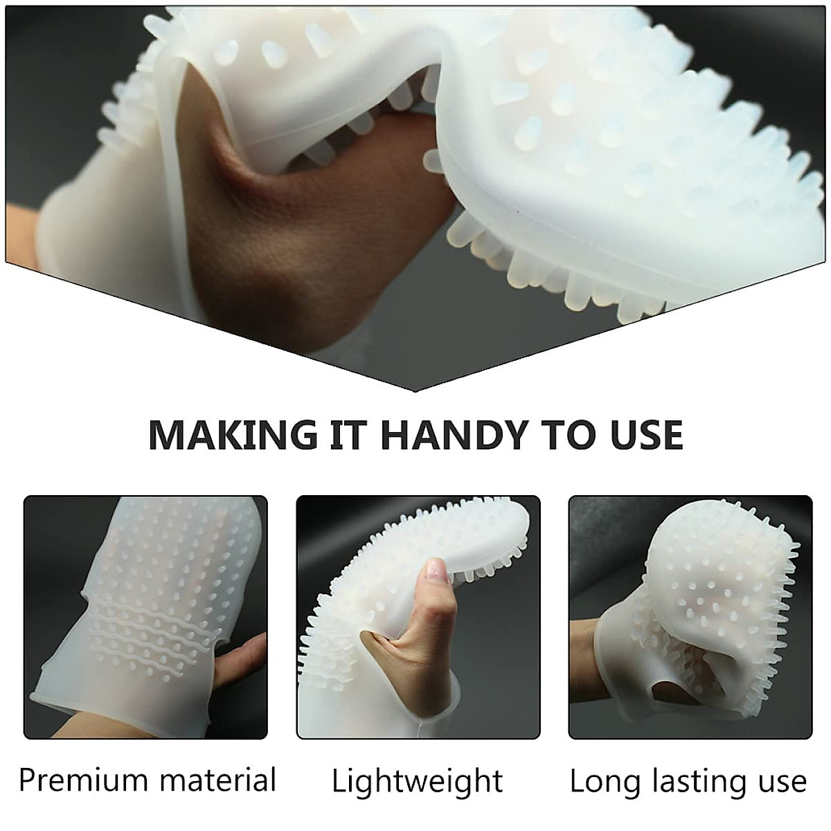 FRCOLOR 3 Pcs Scorpion Brush Silicone Massage Brush Muscle Massage Glove Massage Kit Silicone Body Scrubber Hand Held Massager Palm Massage Glove White Glove Brush Clean