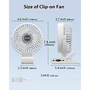GEHEN 6 INCHES Personal Fan, Bedroom Clip on Fan Ultra Quiet Small Table Fan, Office Desk fan, 3 Speeds Cooling Clip on Fan with Strong Airflow, College Dorm Mini Fan
