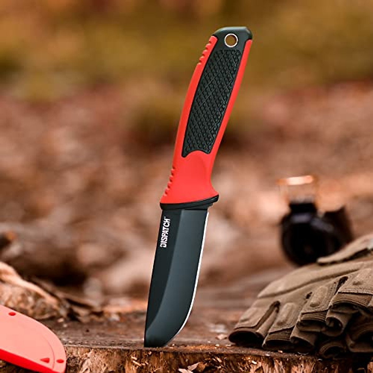 Dispatch Tactical Fixed Blade Outdoor Knife Bushcraft Survival Hunting Tool, Non-slip Stylish Handle, with Practical Sheath, for Camping, Hunting, Adventure, 8'' Closed