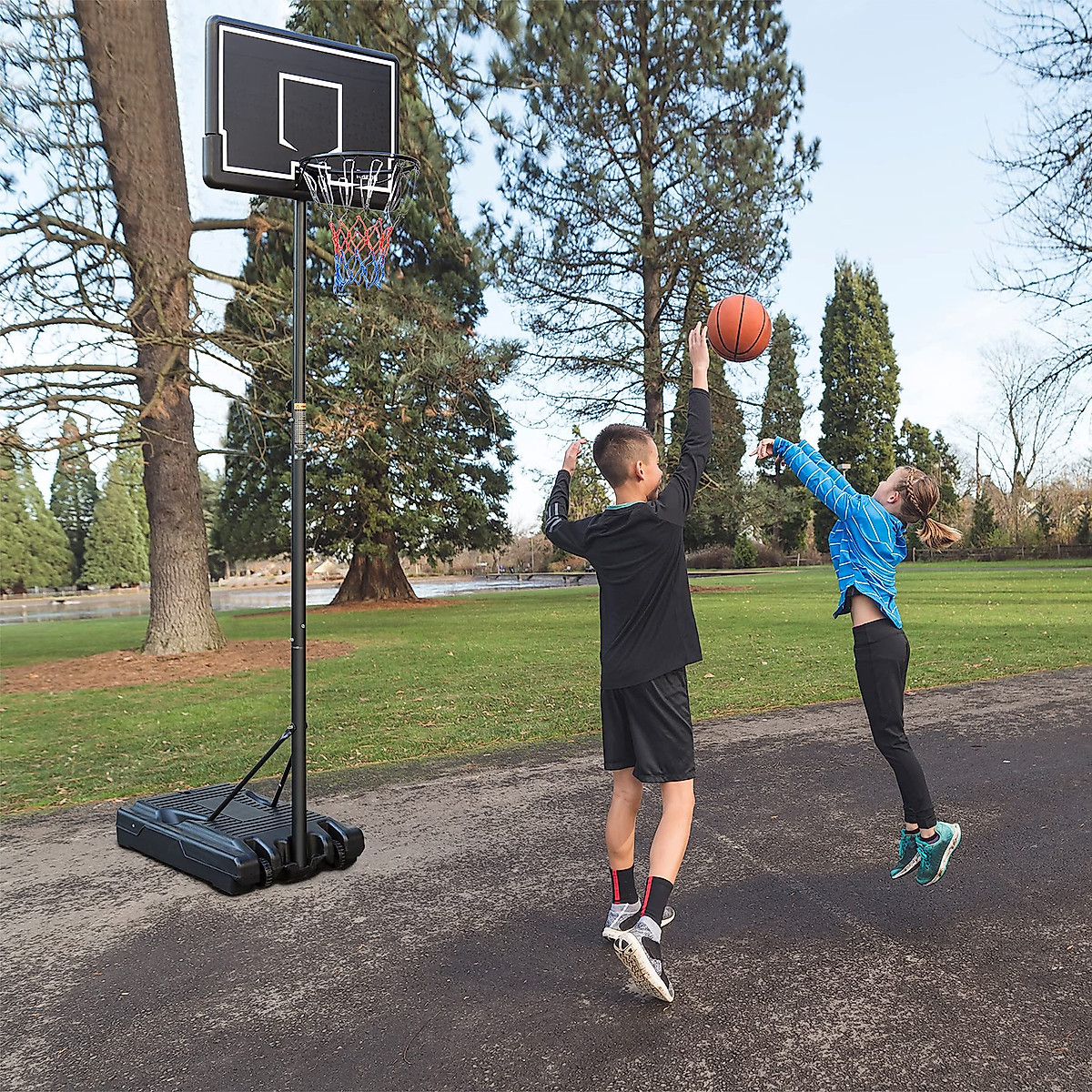 Rakon Portable Basketball Hoop & Goal Basketball System Stand Height Adjustable 6.2ft -8.5ft with 35.4in Backboard & Wheels for Youth Teenagers Outdoor Indoor Basketball Goal Game Play