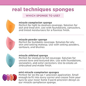Real Techniques Miracle Airblend Sponge, Matte Makeup Blending Sponge, For Liquid, Cream, & Powder Products, Offers Medium To Full Coverage, Foundation Sponge, Latex-Free Foam, 1 Count