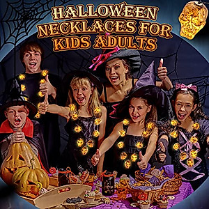 Woanger 24 Pack Halloween LED Lantern Necklace Bulk, 39 Inch Light Up Halloween Lantern Necklace, Halloween Party Favors Supplies, Halloween Accessories for Kids Adults(Skull)