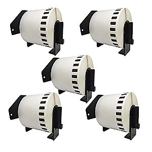 Awesometoner Compatible Replacement for Paper Label Tape Brother DK-2223 DK2223 use with Brother 2'' x 100' (50mm x 30.4m) (Black on White, 5-Pack)