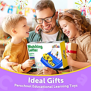 Educational Games for Kids Ages 3-8, Matching Letter Game for Kids Toys for 3-8 Year Olds Boys Girls Birthday Gifts for 3-8 Year Olds Girls Boys Preschool Kindergarten Educational Spelling Toys Purple